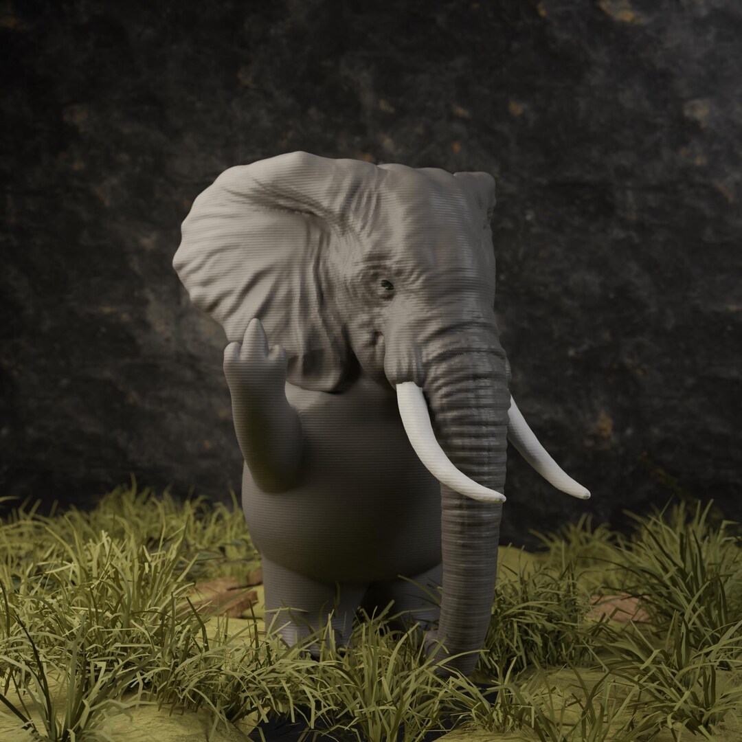 Funny Middle Finger Elephant Statue – Unique Desk Decor & Hilarious ...