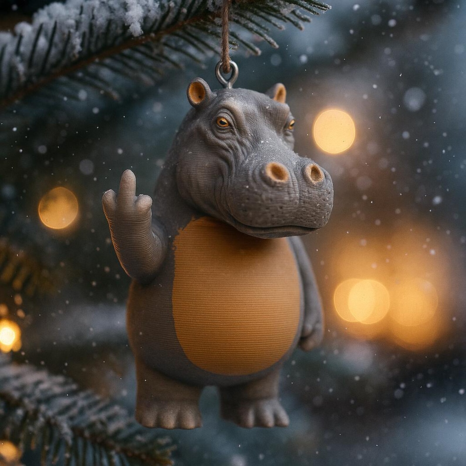 Christmas Tree Decoration, Middle Finger Hippo Statue – 3d-printed ...