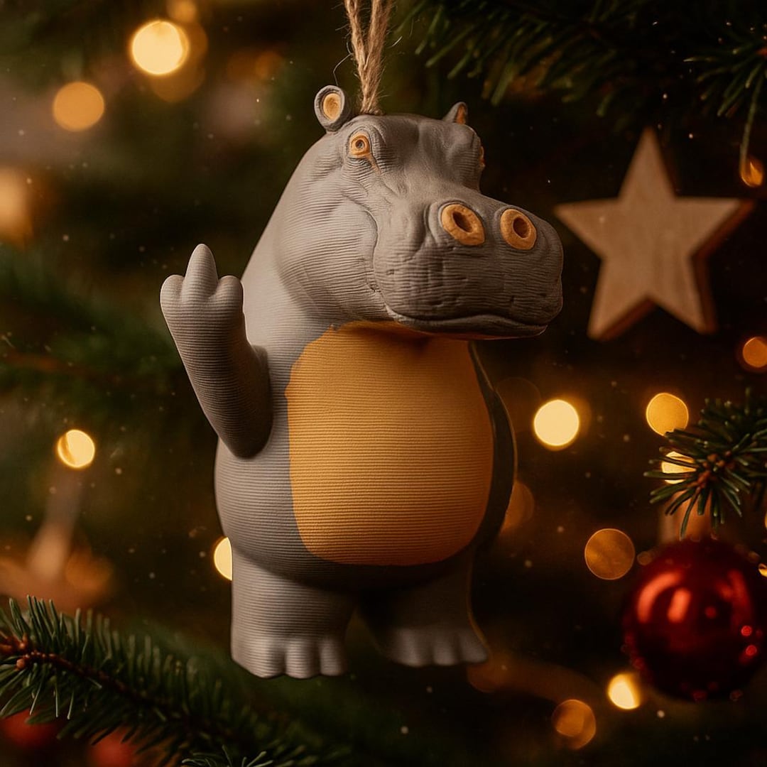 Christmas Tree Decoration, Middle Finger Hippo Statue – 3d-printed ...