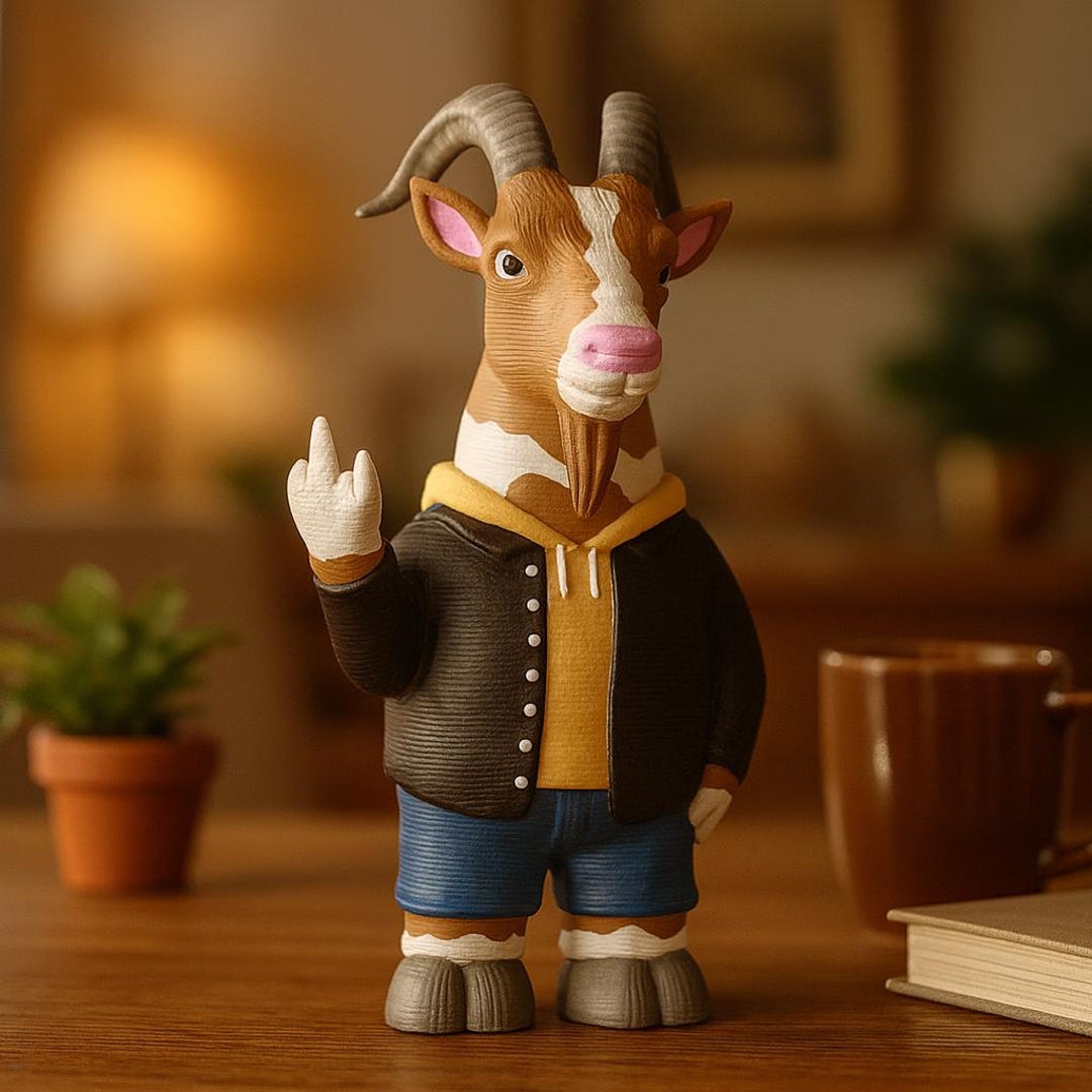 Middle Finger Goat Figurine – 3d-printed Desk Decor, Unique Gift for ...