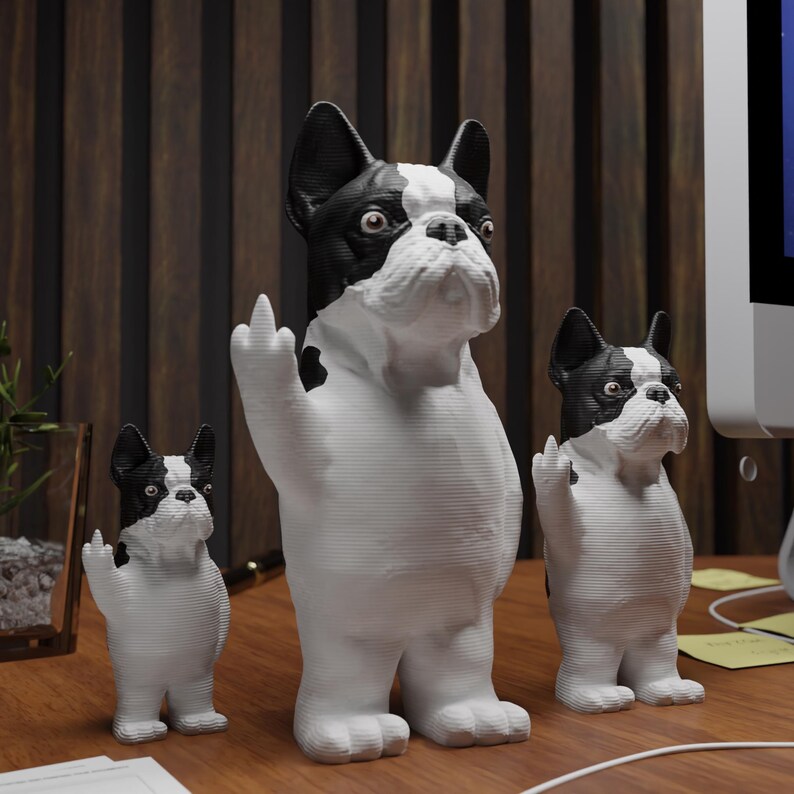 French Bulldog Middle Finger Statue – Humorous Dog Decor, Unique Pet ...