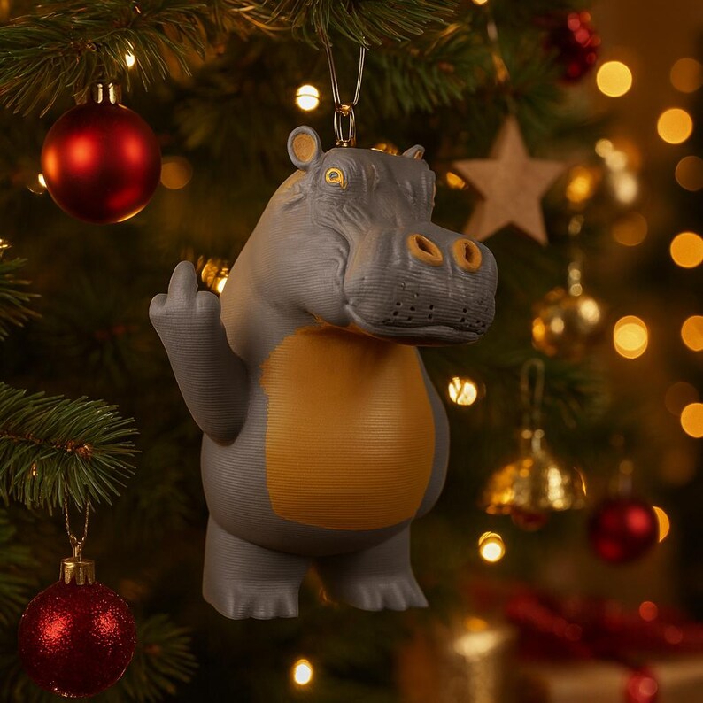 Christmas Tree Decoration, Middle Finger Hippo Statue – 3d-printed ...