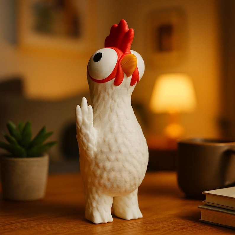 Chicken Middle Finger Figurine Funny Rude Farm Decor Sarcastic Desk ...
