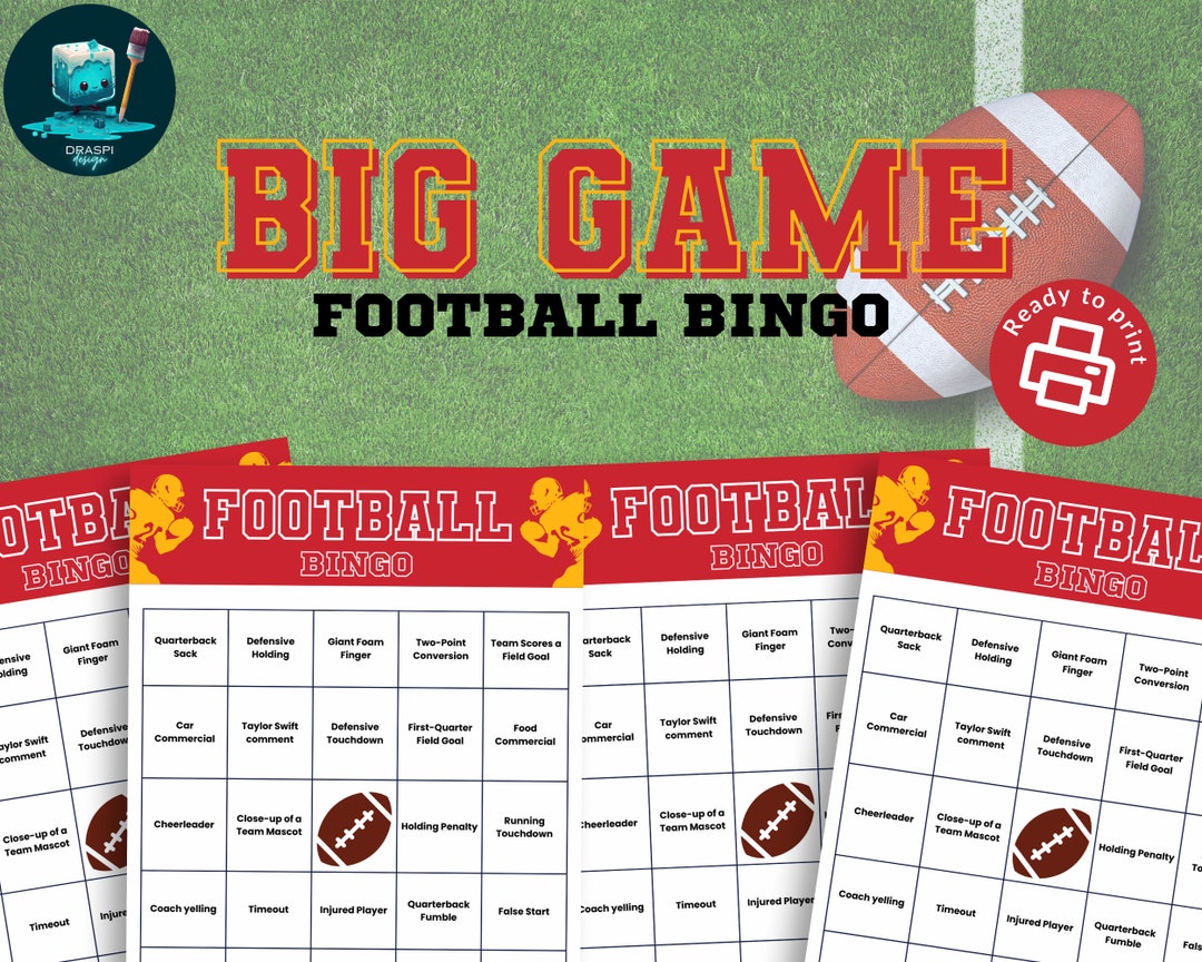 Football BINGO Game Super Bowl Bingo Fun Game for Adults Party ...