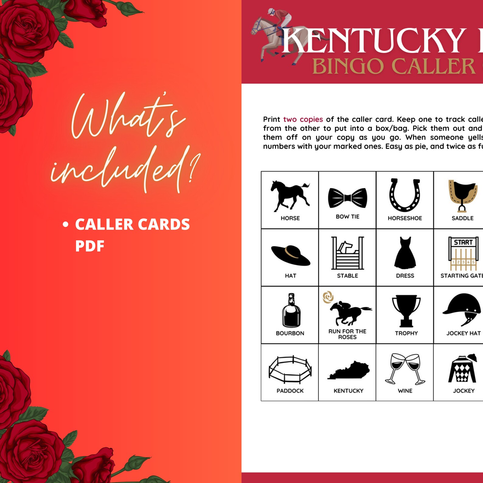 Kentucky Derby BINGO Game Fun Game for Adults Party Printable 2024 ...