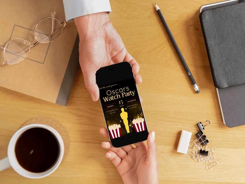 2026 Oscars Watch Party Invitation Template | 3 Glamorous Awards Night ...