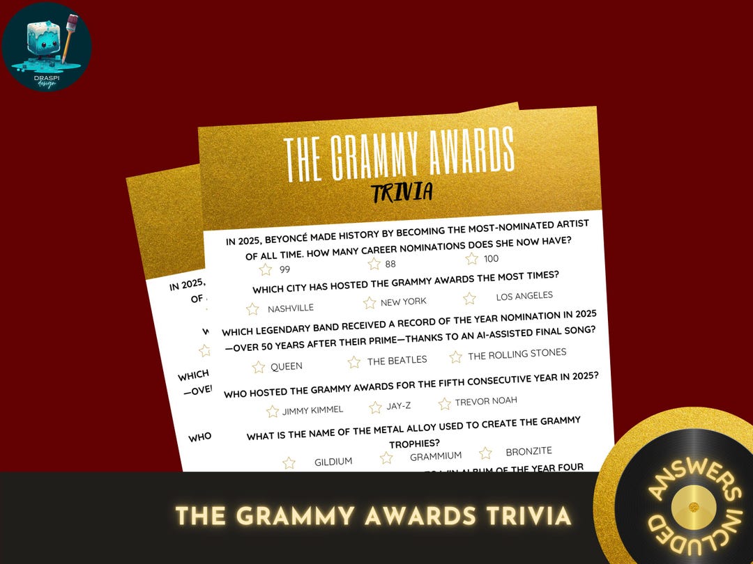 Grammy Awards Trivia Game | 2026 Music Quiz (instant Download) - Etsy