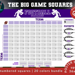 Football Party Game | 20 Colors | Super Bowl Squares | Fun Game for ...