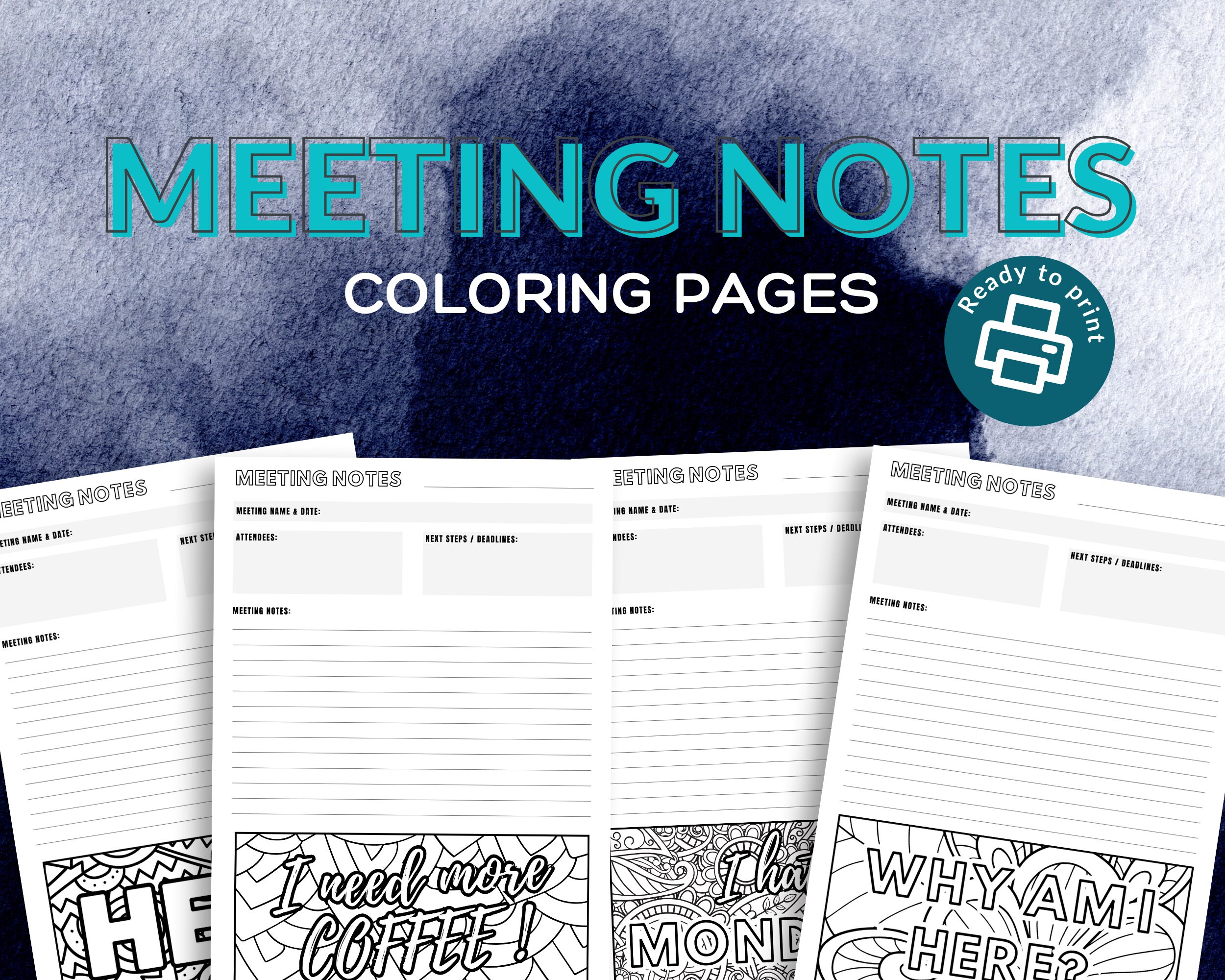 Coloring Page Meeting Notes Printable Meeting Minutes Creative Meeting ...