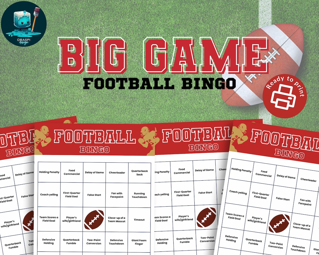 Football BINGO Game Super Bowl Bingo Fun Game for Adults Party ...