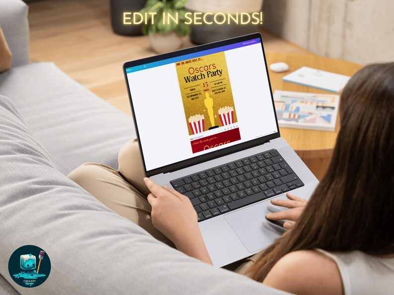 2026 Oscars Watch Party Invitation Template | 3 Glamorous Awards Night ...