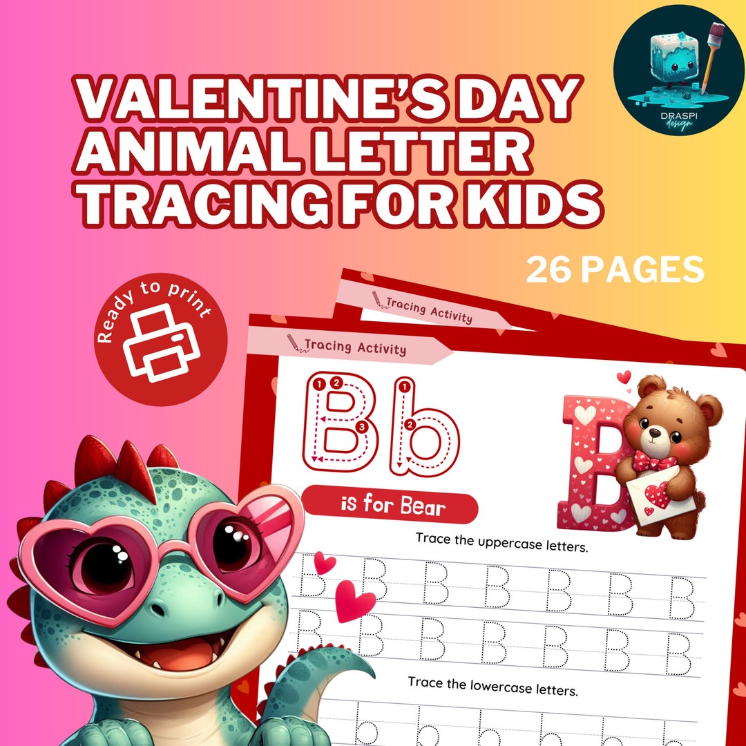 Valentine's Day ABC Tracing for Kids | Fun Animal Letter Worksheets ...