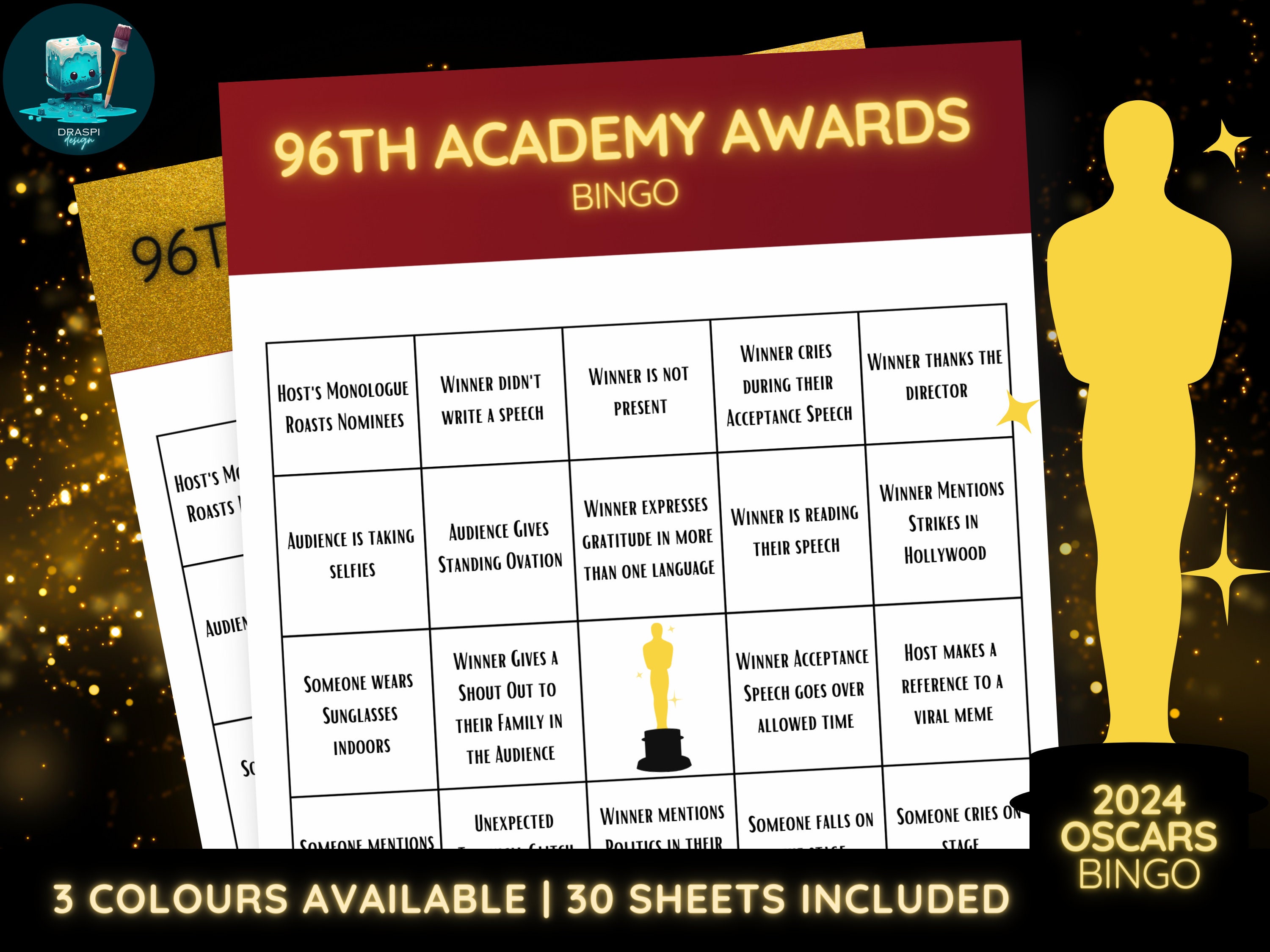 96th Academy Awards Party BINGO Game Fun Game for Adults Party ...