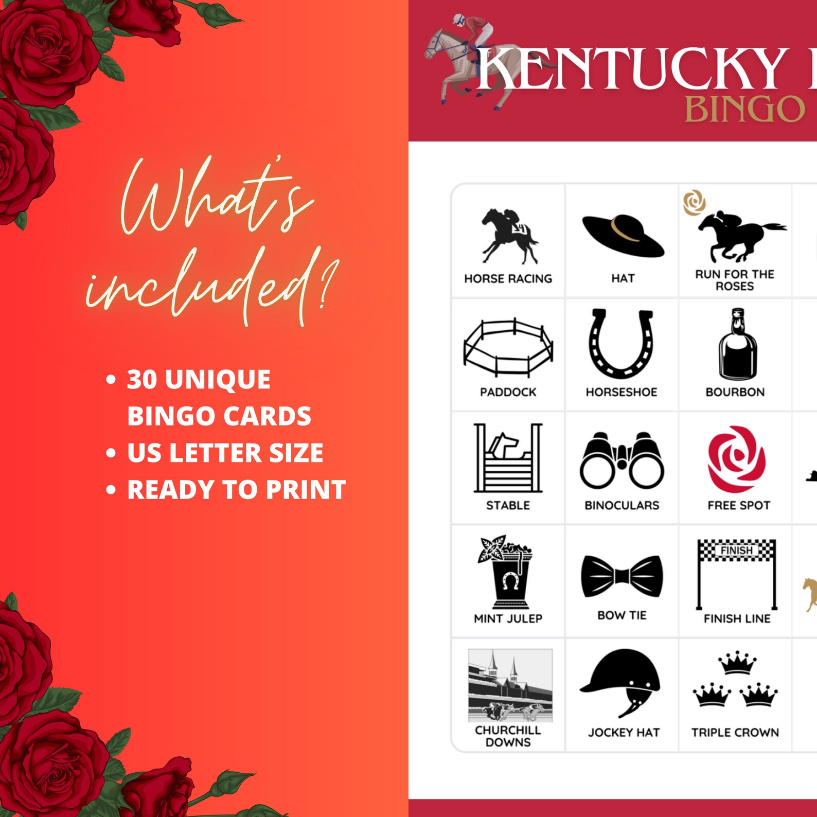 Kentucky Derby BINGO Game Fun Game for Adults Party Printable 2024 ...