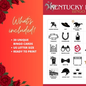 Kentucky Derby BINGO Game Fun Game for Adults Party Printable 2024 ...