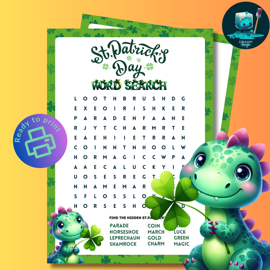 St. Patricks Day Game Word Search | Dinosaur Word Search | Worksheet ...