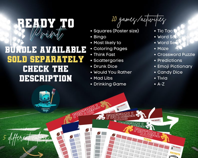 Eagles Super Bowl 2025 Football BINGO Game Set Super Bowl Bingo Watch ...