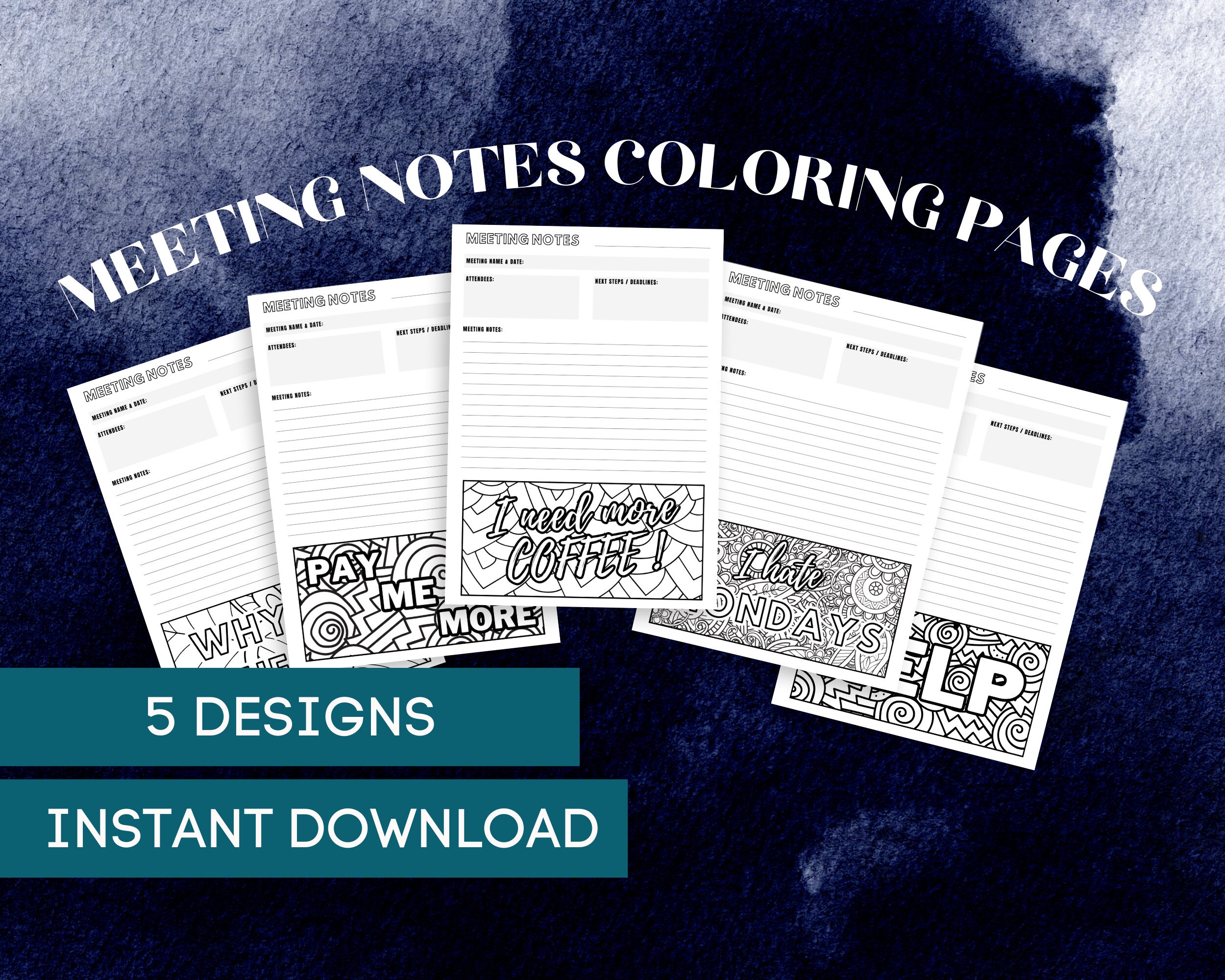 Coloring Page Meeting Notes Printable Meeting Minutes Creative Meeting ...