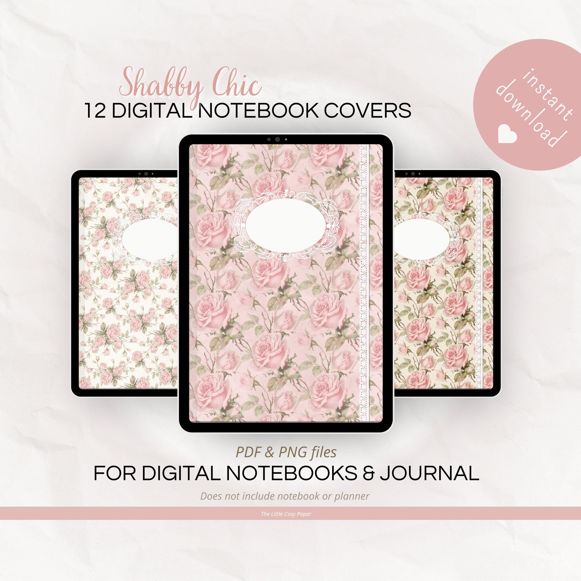 Digital Notebook Covers | Goodnotes | Notability | 12 Aesthetic Shabby ...