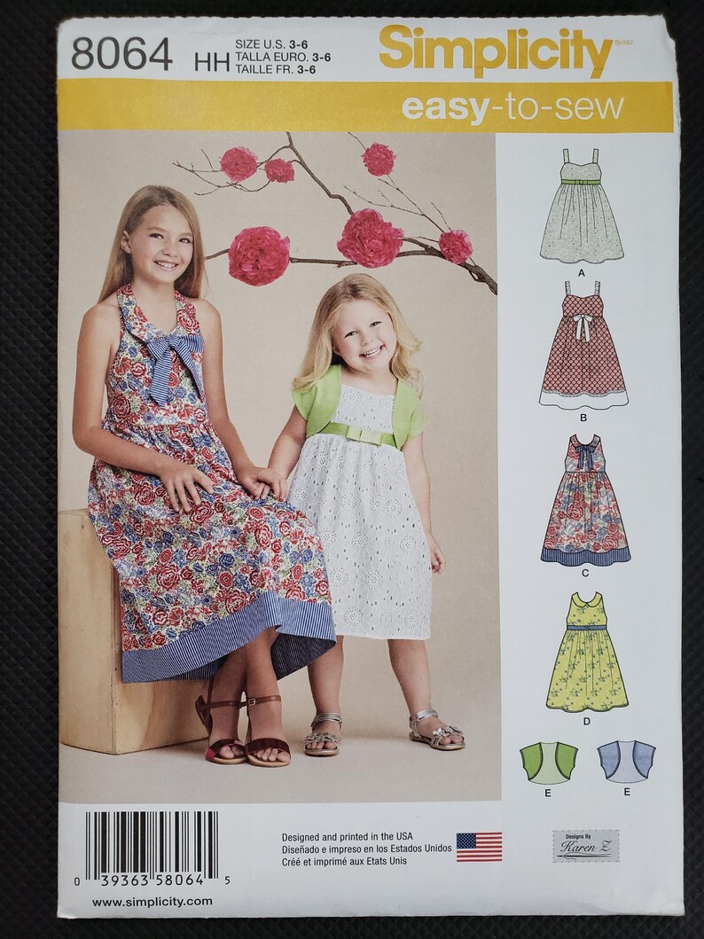 Uncut Simplicity 8064 Child's and Girls' Dresses and Bolero Sewing ...