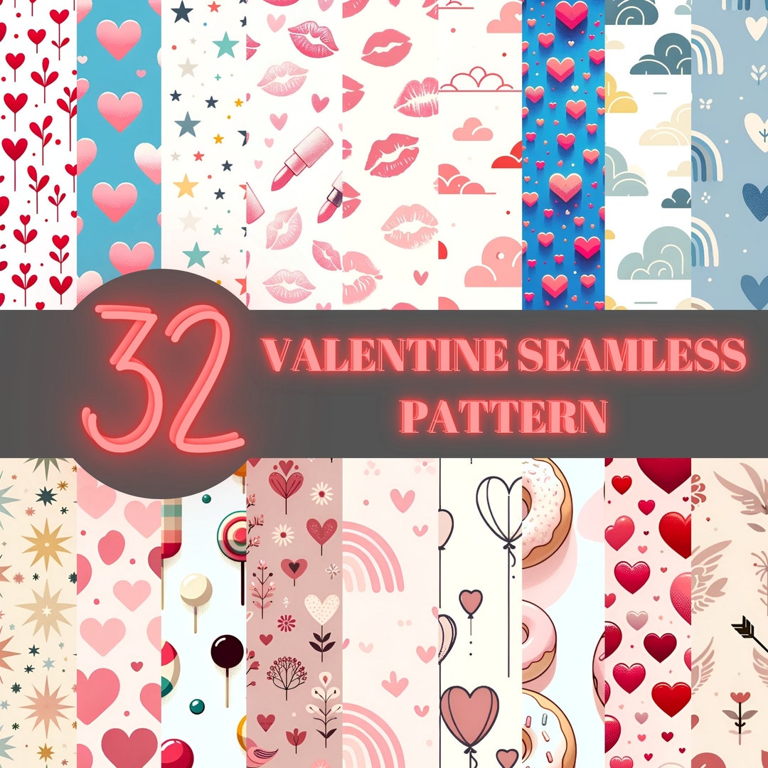 Valentine Digital Paper, Valentine's Day Scrapbook Papers, Hearts ...