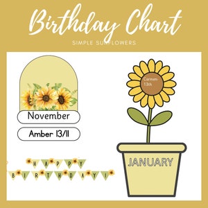 Simple Sunflowers Birthday Chart/display - Etsy