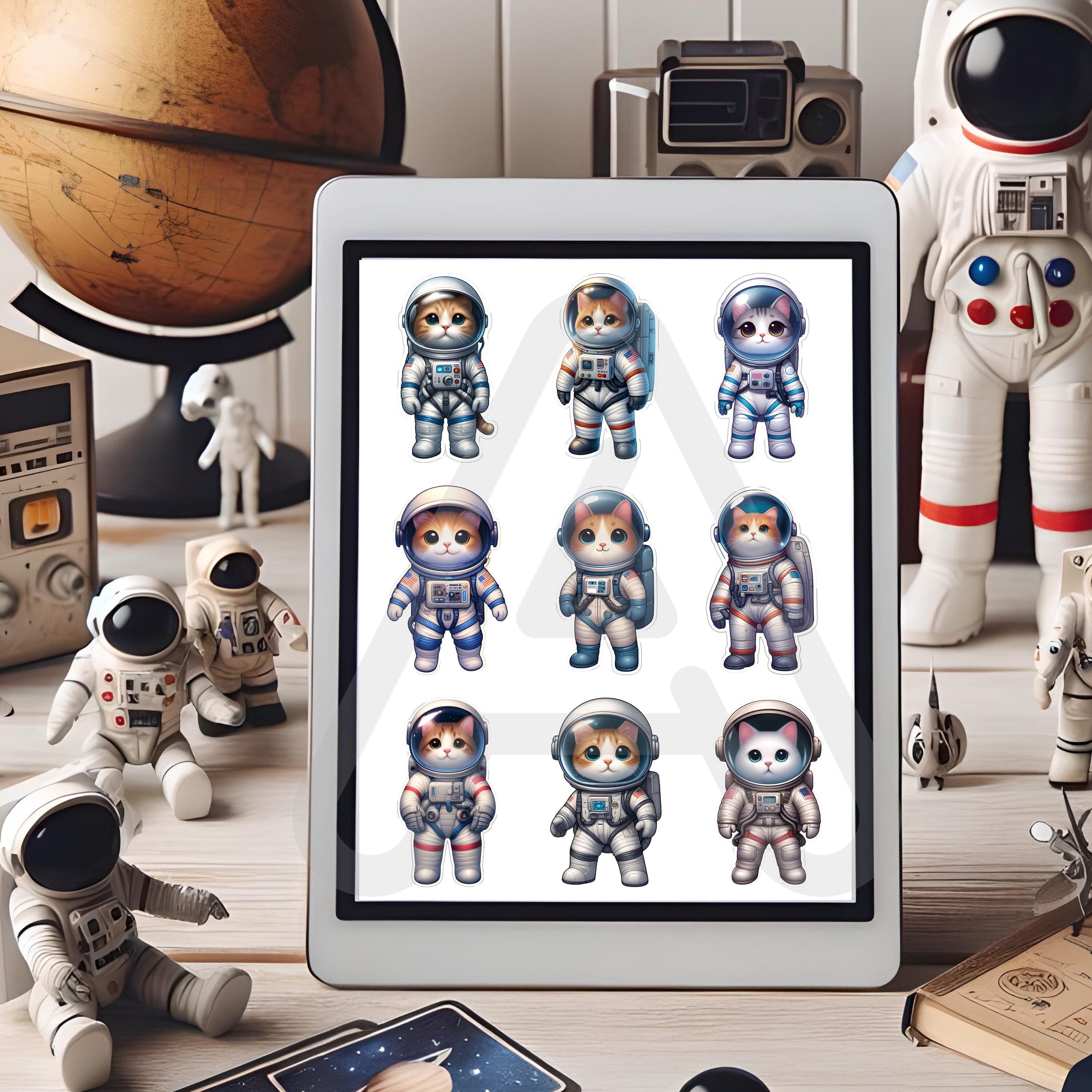 Astronaut Cat Stickers Digital Stickers Printable Sticker Sheet Bundle ...