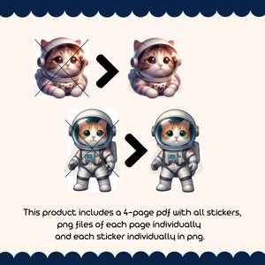 Astronaut Cat Stickers Digital Stickers Printable Sticker Sheet Bundle ...