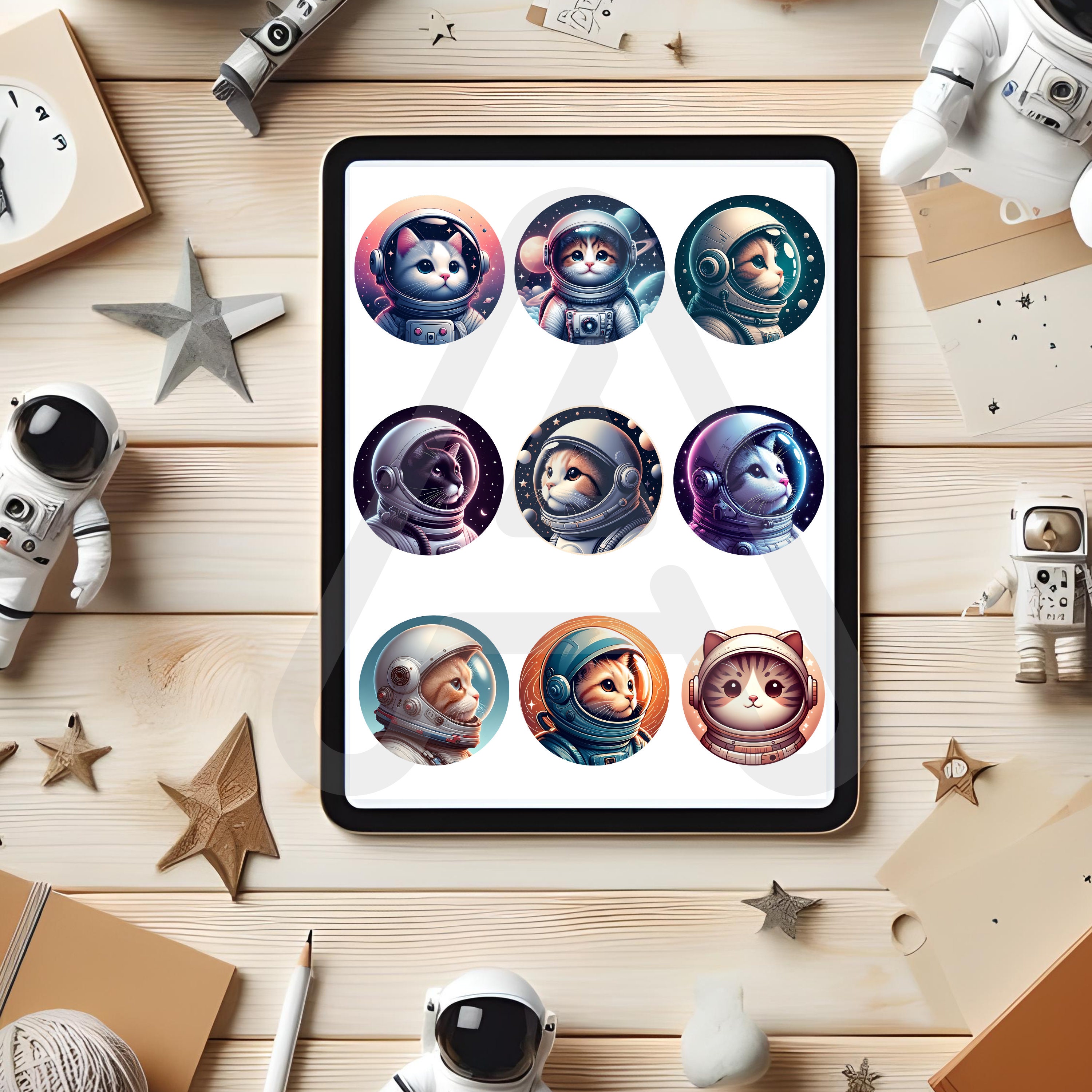 Astronaut Cat Stickers Digital Stickers Printable Sticker Sheet Bundle ...