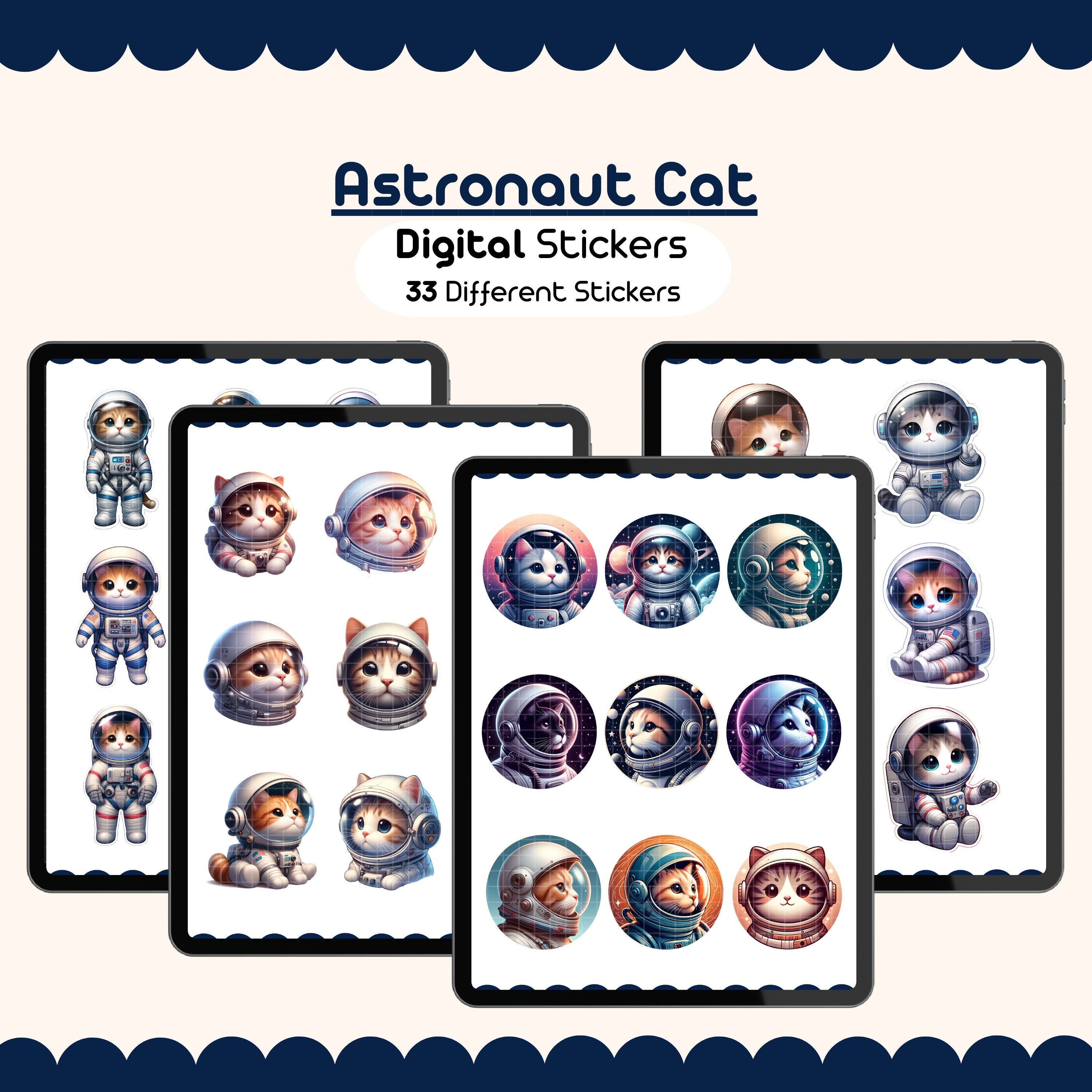 Astronaut Cat Stickers Digital Stickers Printable Sticker Sheet Bundle ...
