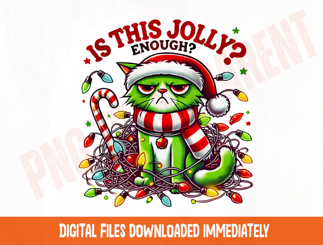 Is This Jolly Enough Png, Grumpy Cat Christmas Png, Funny Holiday Cat ...