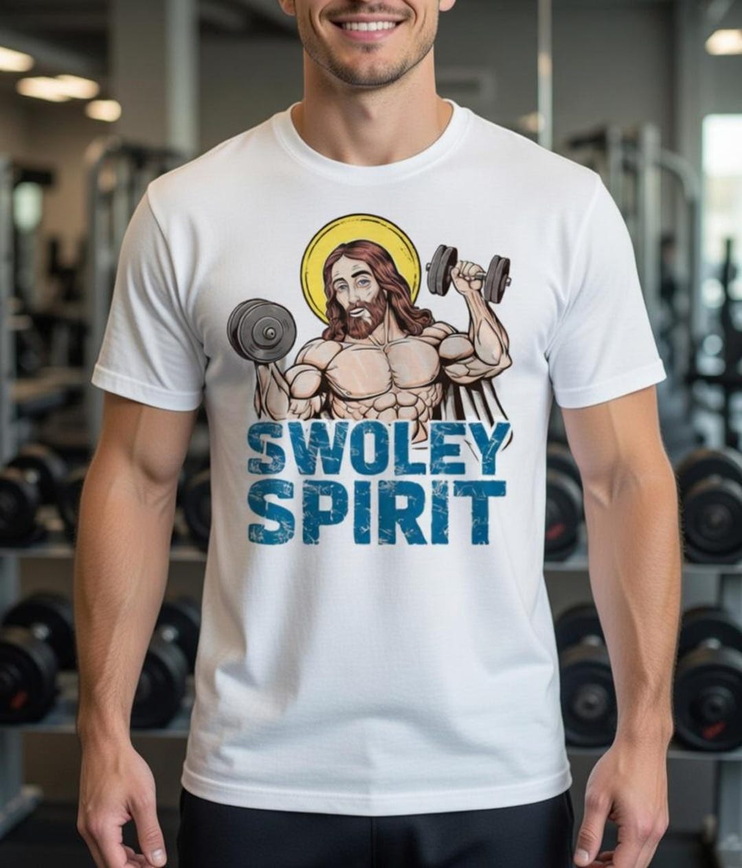 Weightlifting Jesus PNG, Funny Christian Gym Clipart, Jesus Lifting ...