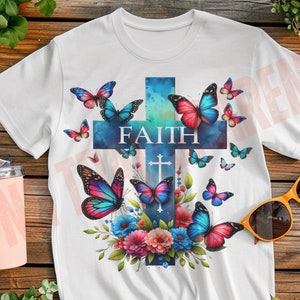 Faith Cross PNG, Faith Cross Png, Cross Flowers Png, Jesus Butterflies ...