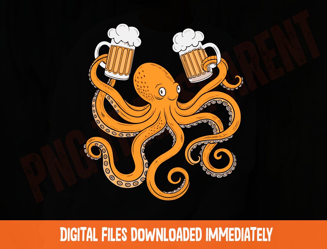 Octopus Beer Skull Png, Beer Octopus Png File, Funny Beer Octopus Png ...