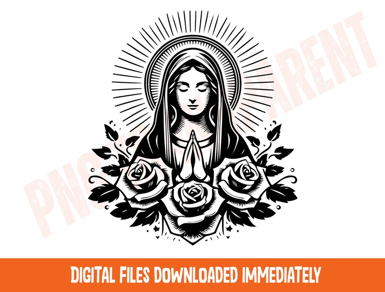 Virgin Mary Rose SVG, Mother of Jesus Clipart (digital Download) - Etsy