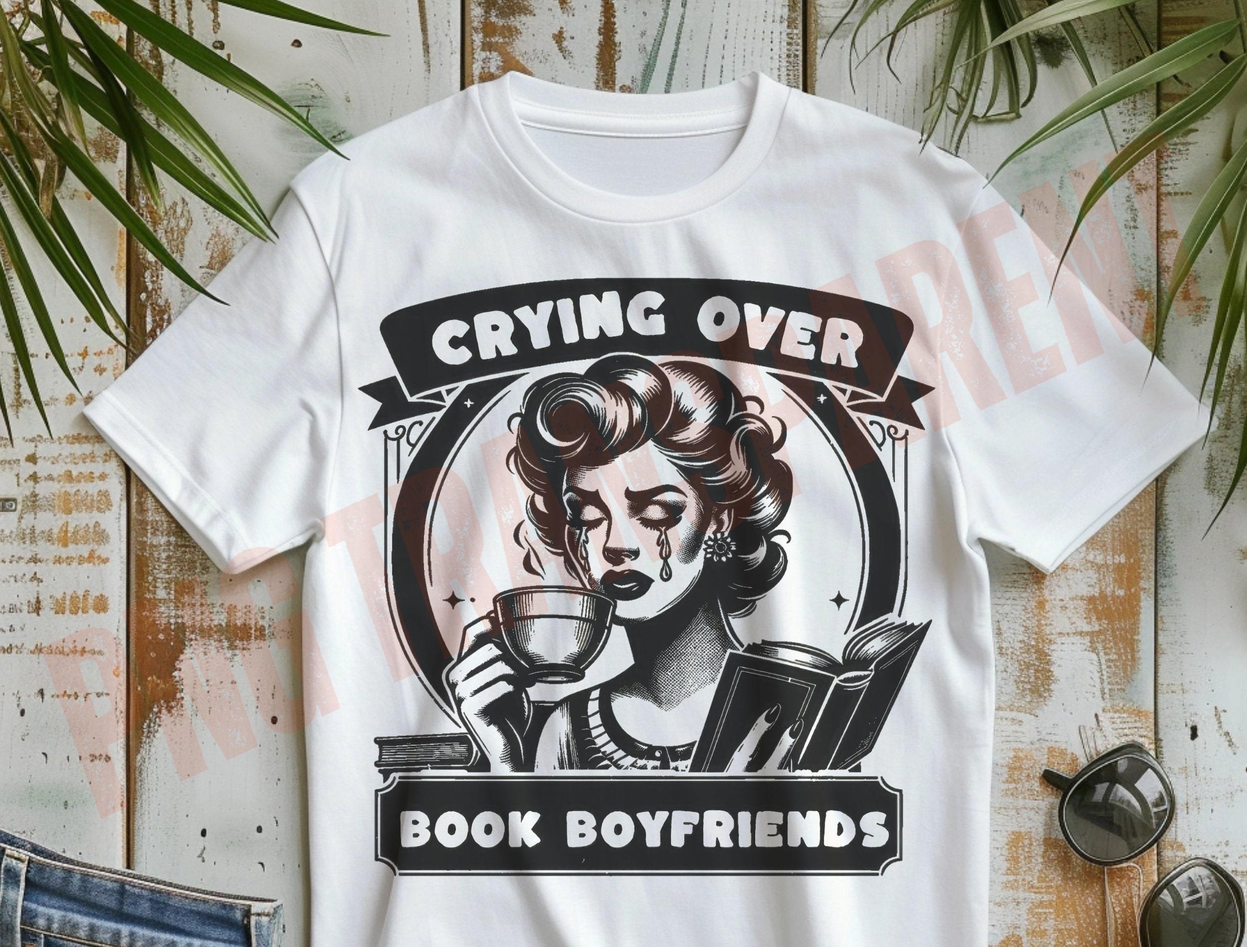 1950s Woman Crying Over Book Png, Vintage Retro Reading Png, Svg, Book ...