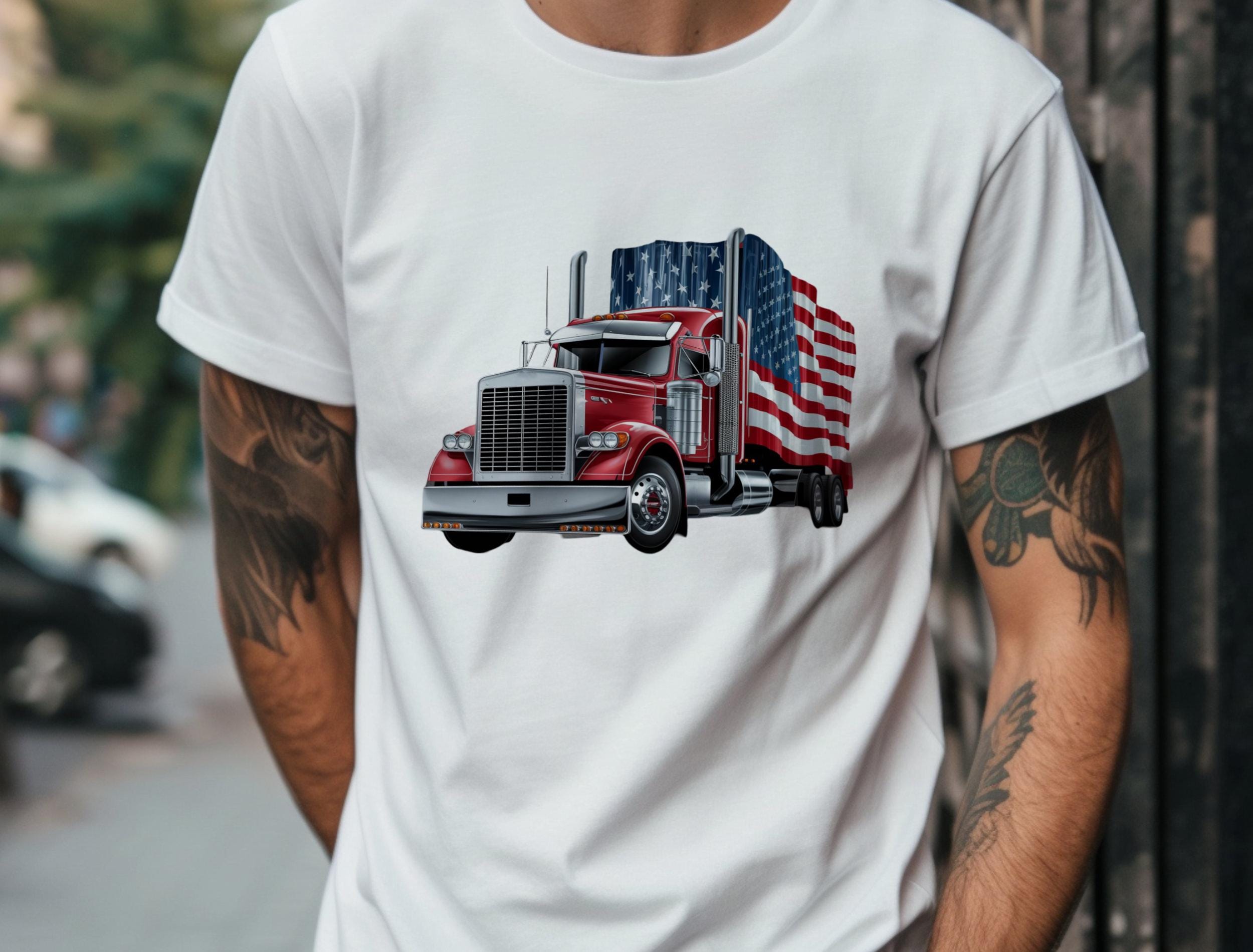 US American Flag Semi Truck Driver Png, Trucker Graphic, American Flag ...
