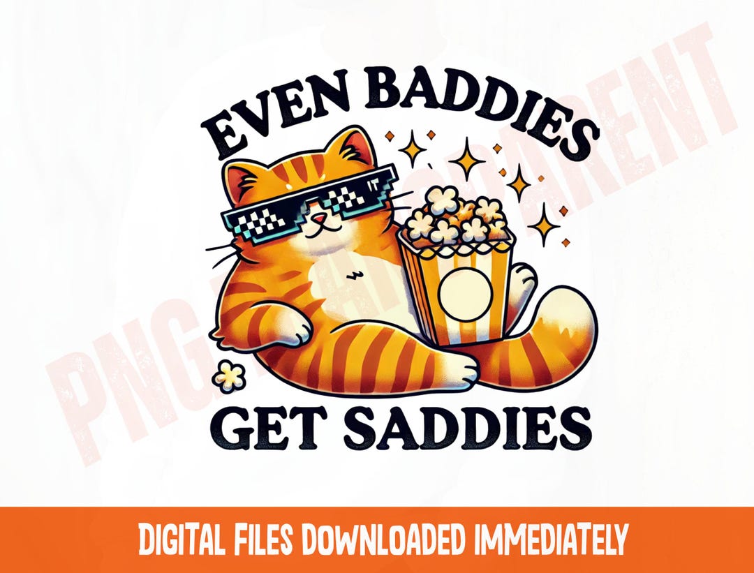 Cat Sublimation Design, Cute Cat With Popcorn Png, Funny Cat Png, Sassy ...