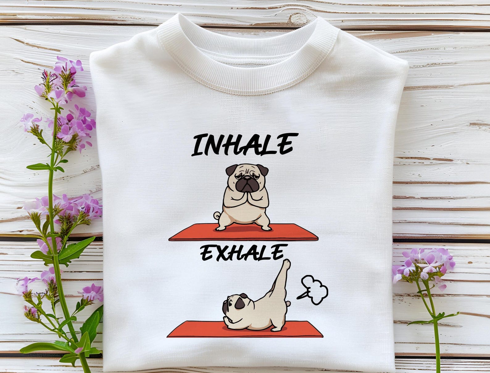 Funny Pug Yoga PNG: Inhale Exhale Dog Design (digital Download) - Etsy