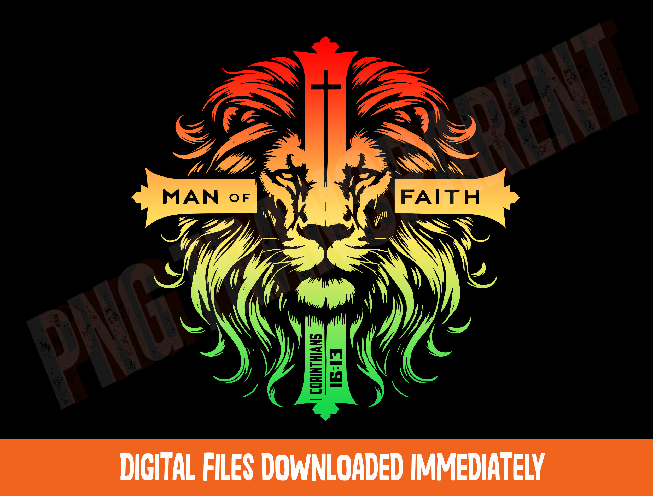 Man of Faith Svg, Lion Cross Svg, Christian Lion Art PNG, Faith Png ...