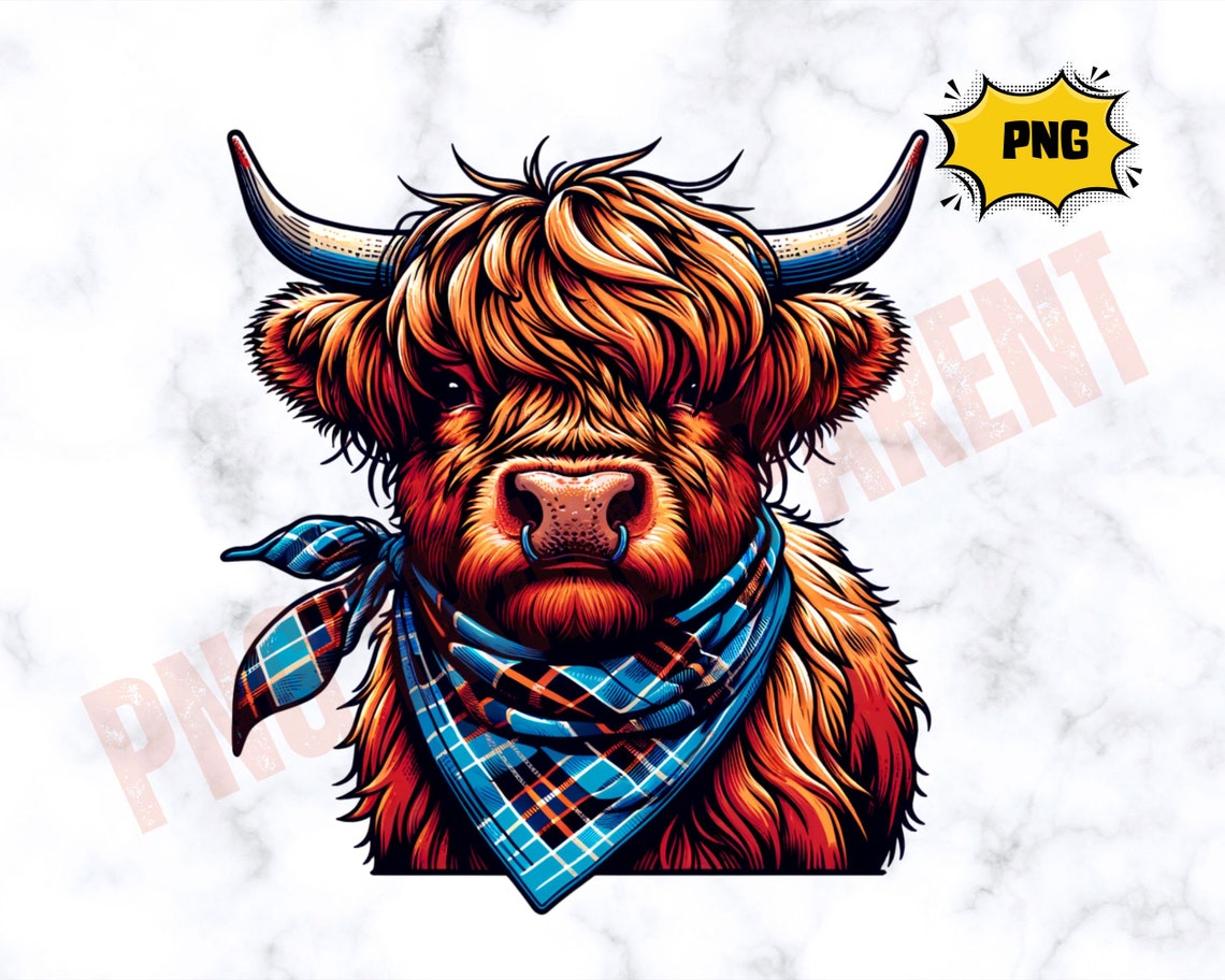 5 Cute Highland Cow Sublimation Png, Cow Clipart Png, Farm Png, Western ...