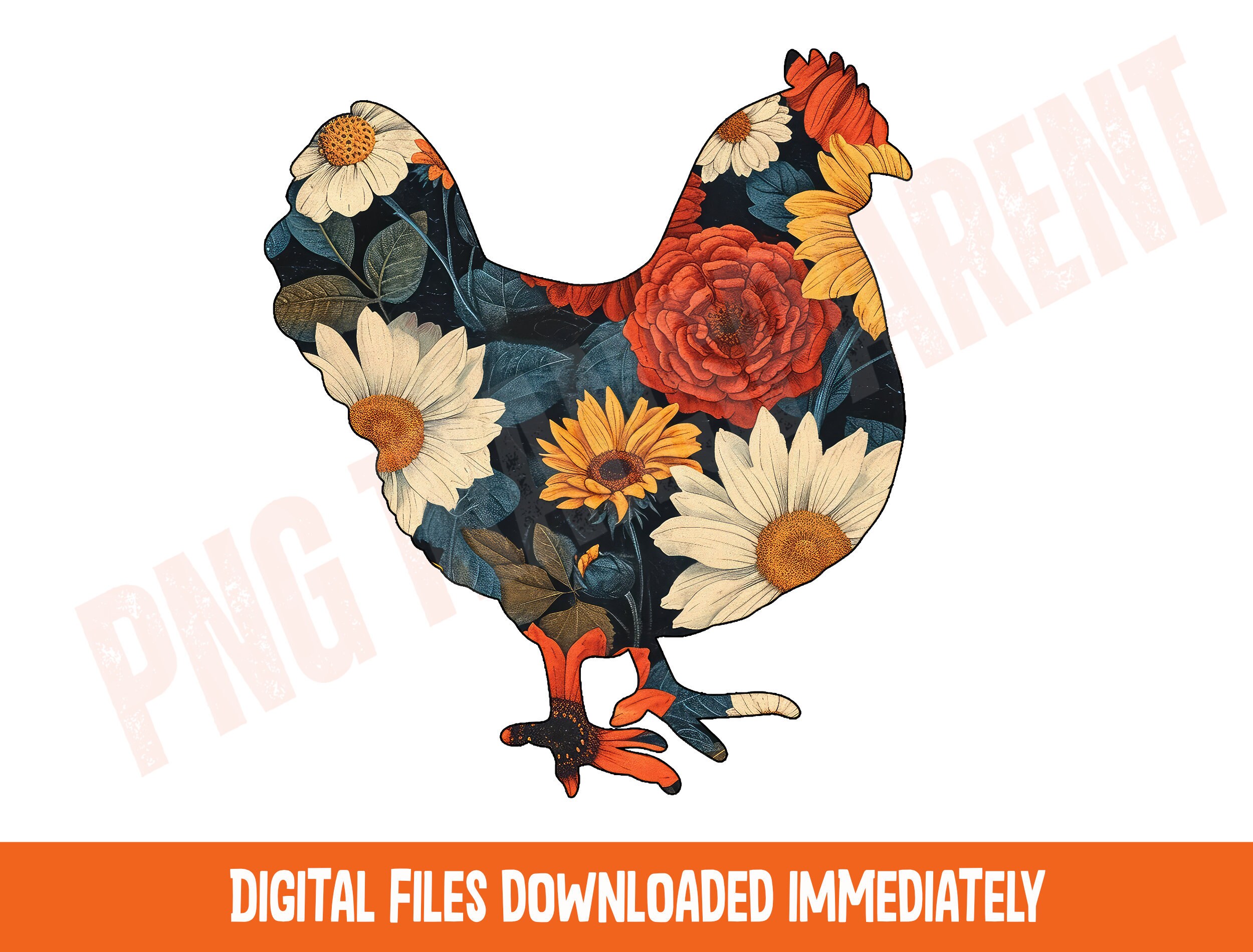 Retro Boho Chicken Farm Sublimation Design, Chicken Floral Sublimation ...