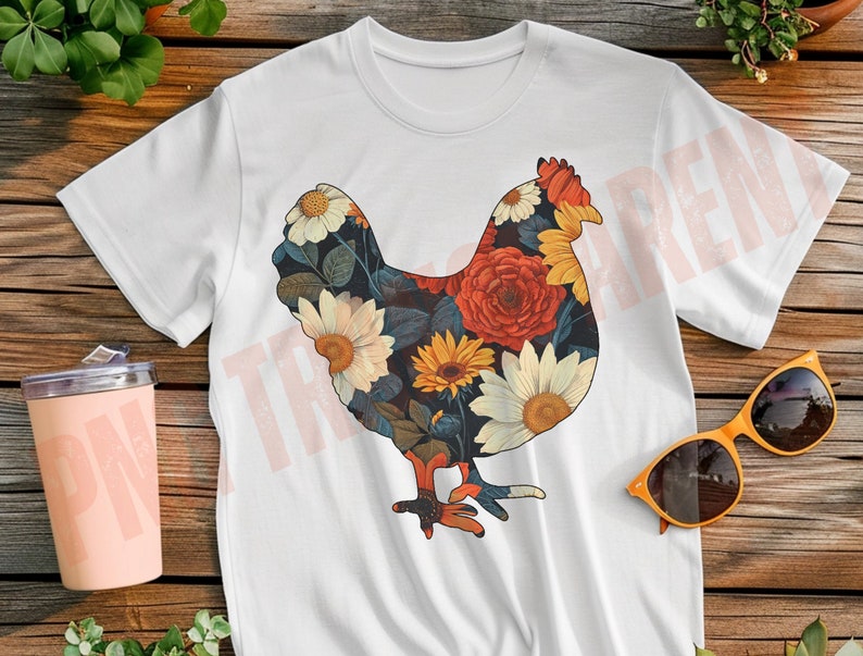 Retro Boho Chicken Farm Sublimation Design, Chicken Floral Sublimation ...