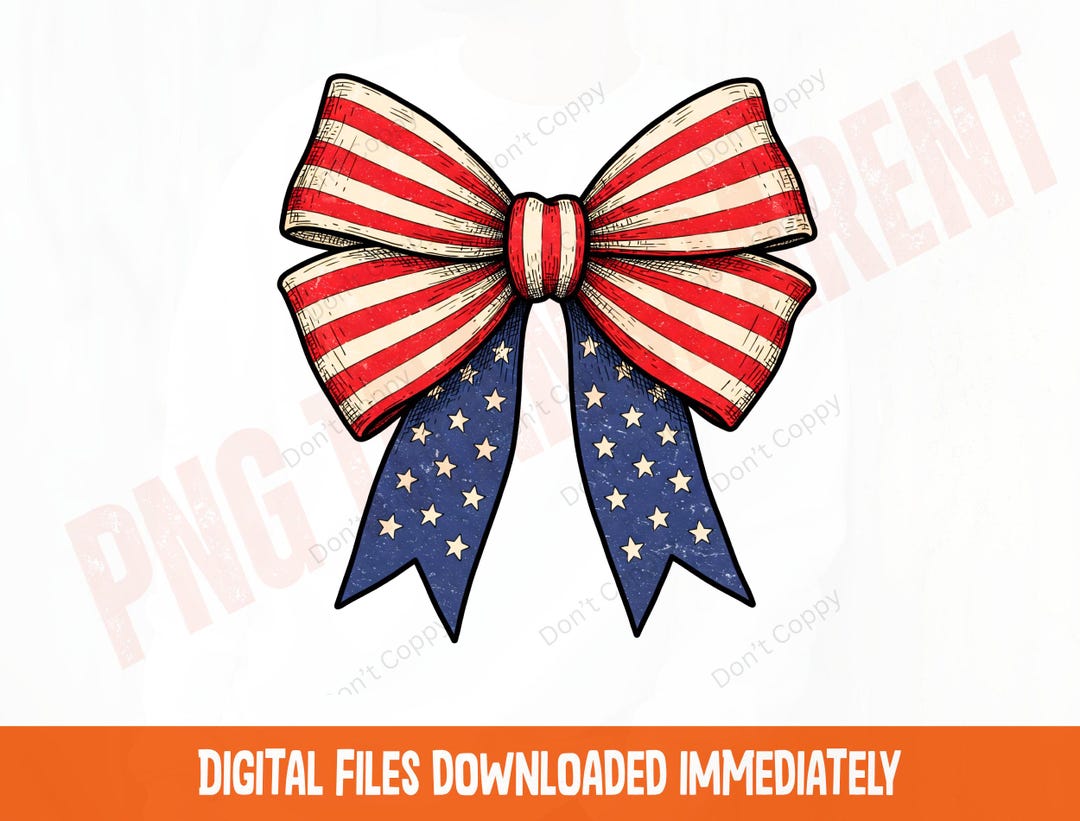 American Flag Bow Png, Patriotic Bow Png, Sublimation Design, Usa Flag ...