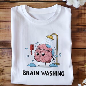 Brain Washing PNG, Cute Brain Clipart, Mental Health Sublimation, Self ...