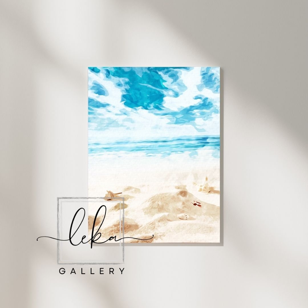Digital Wall Art, Sand Beach Watercolor, Nature Watercolor, Printable ...