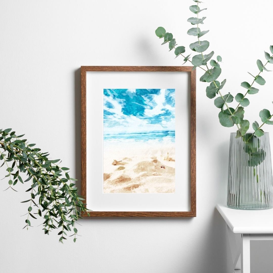 Digital Wall Art, Sand Beach Watercolor, Nature Watercolor, Printable ...