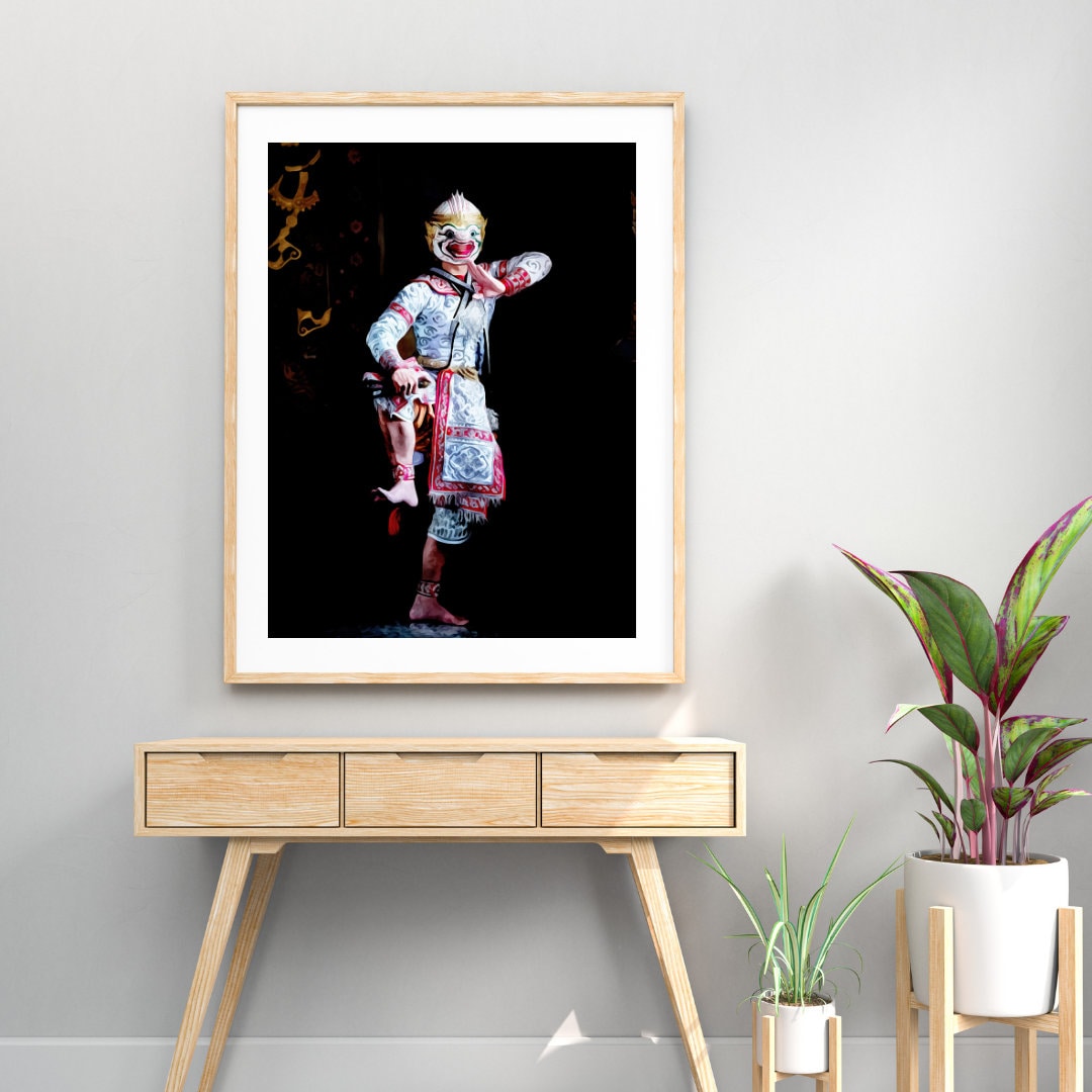 Hanuman Dance, Thai Ramayana Watercolor, Watercolor Wall Art, Digital ...