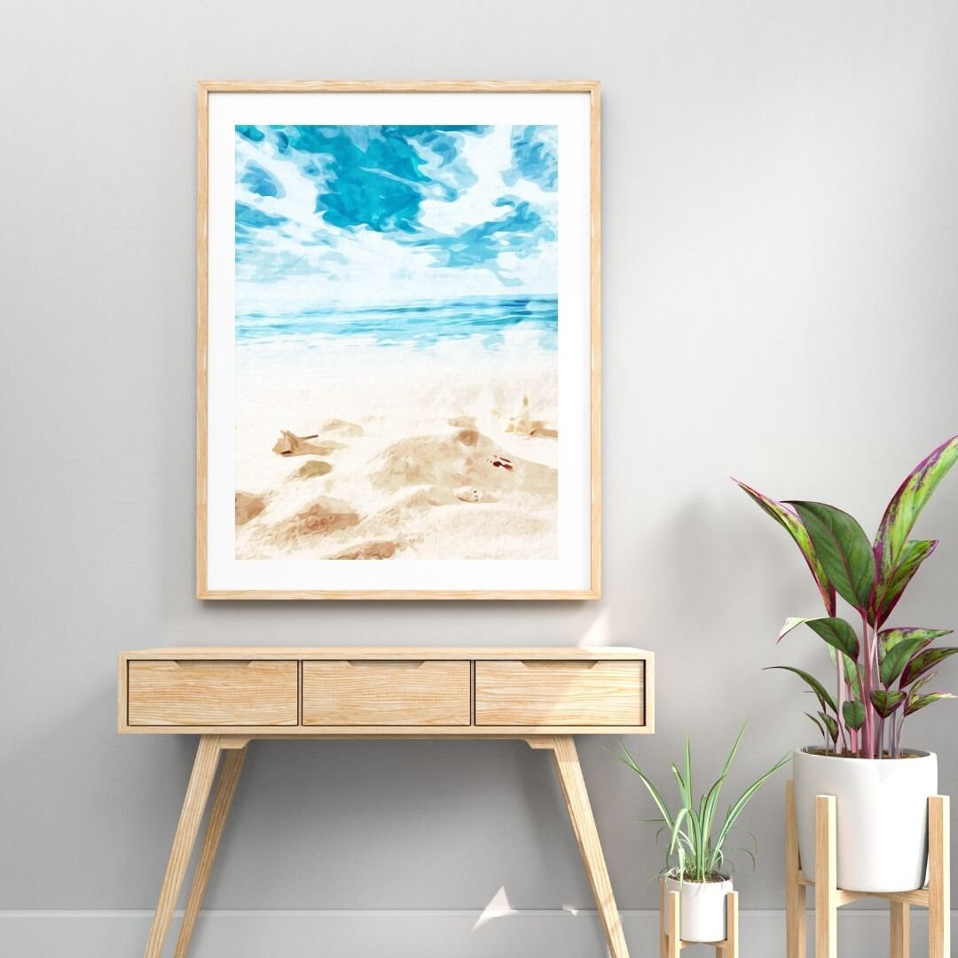 Digital Wall Art, Sand Beach Watercolor, Nature Watercolor, Printable ...