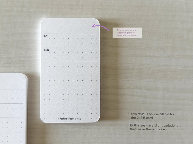 Weekly Pocket Planner Cards With Monday Start - Undated Dot Grid ...